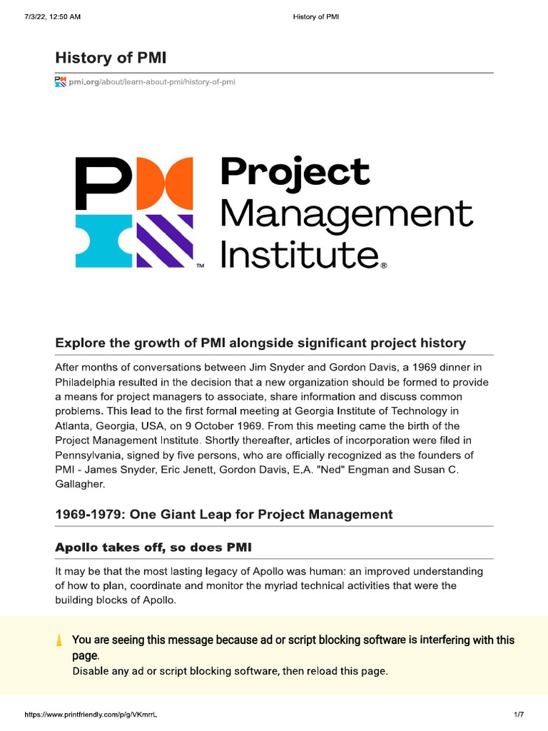 PMI History 1969 | PDF