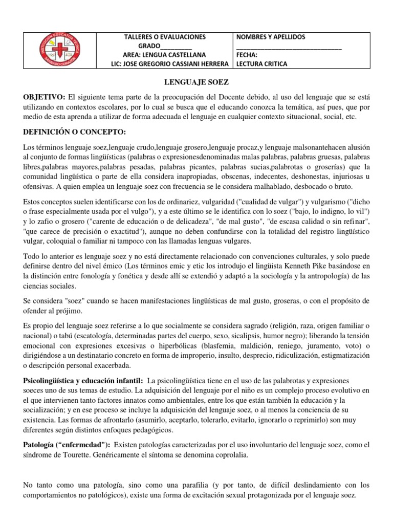 Lenguaje Soez - Jose Cassiani | PDF | Blasfemia | Lingüística