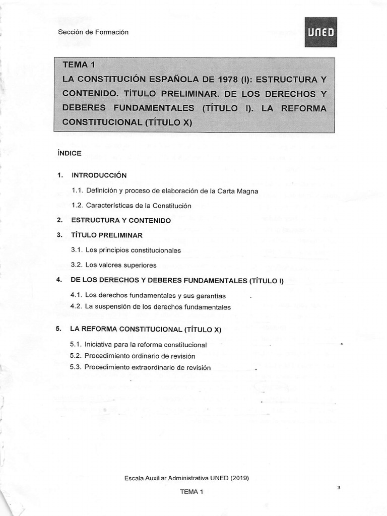 Tema 1 La Constitución Española I Pdf
