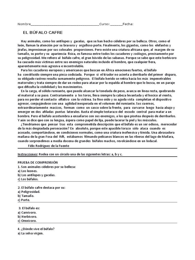 El búfalo cafre: peligro y hábitat | PDF | Francisco Goya | Inteligencia