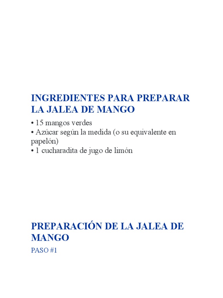Receta de Jalea de Mango Casera | PDF