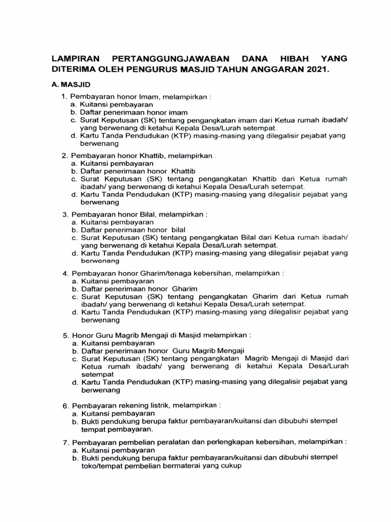 Contoh Format SPJ Masjid | PDF