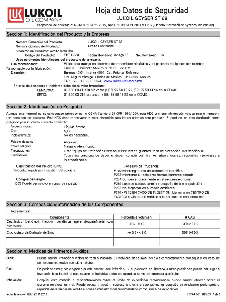 Hds-Lukoil Geyser ST 68 | PDF | Agua | La contaminación del agua