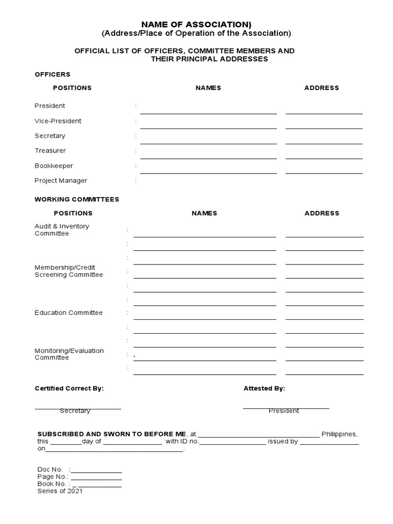 Official List of Officers and Committee Members | PDF