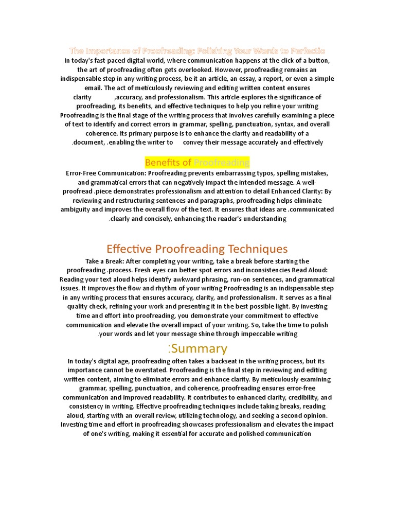 The Importance of Proofreading | PDF | Proofreading | Communication