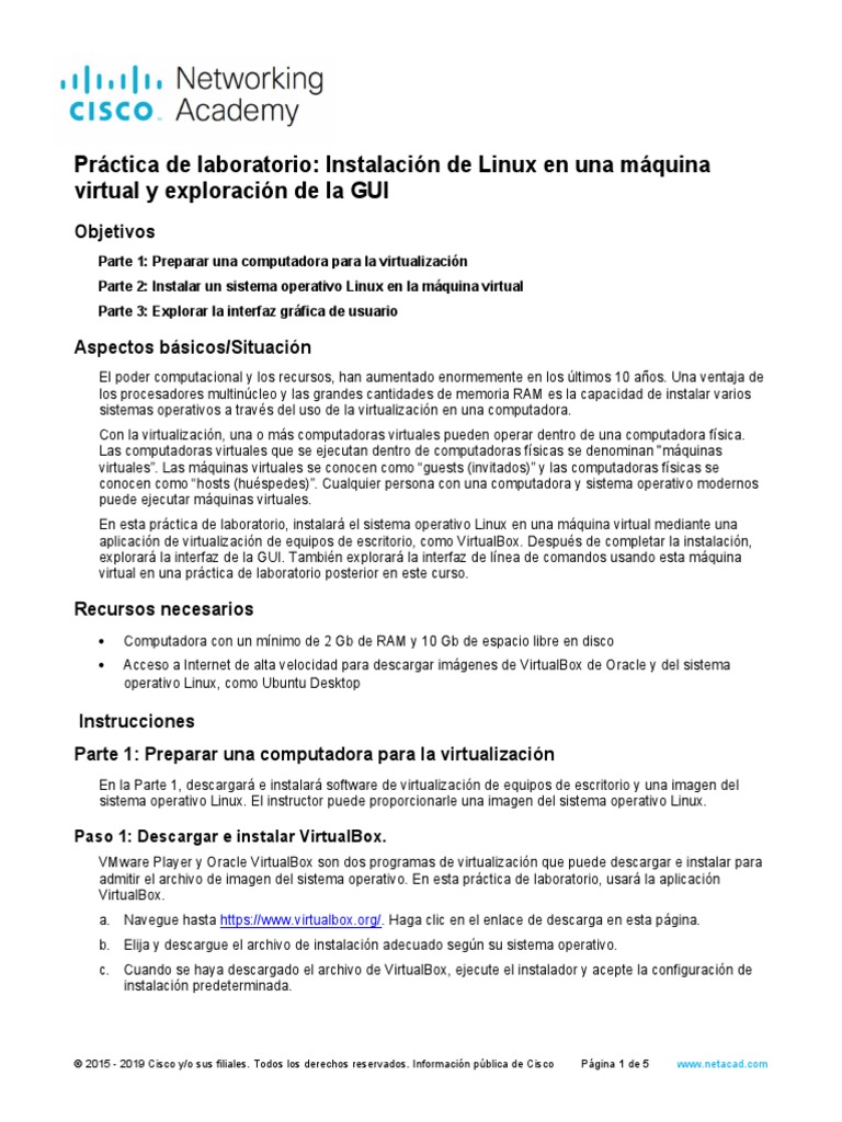 9.1.2.5 Lab - Install Linux in A Virtual Machine and Explore The GUI ...