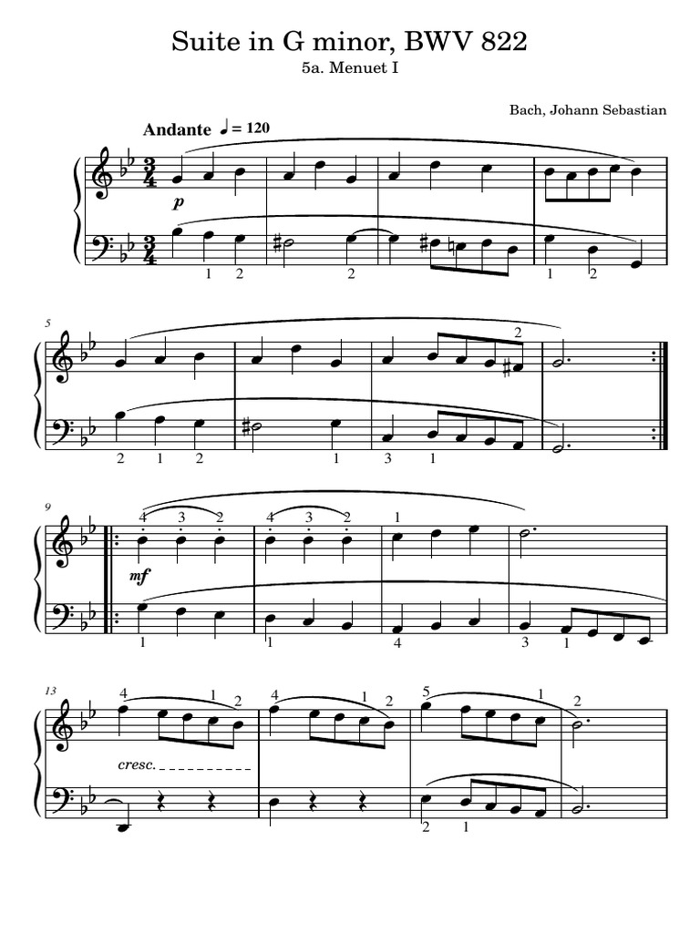 Suite in G Minor BWV 822 Johann Sebastian Bach | PDF | Classical ...