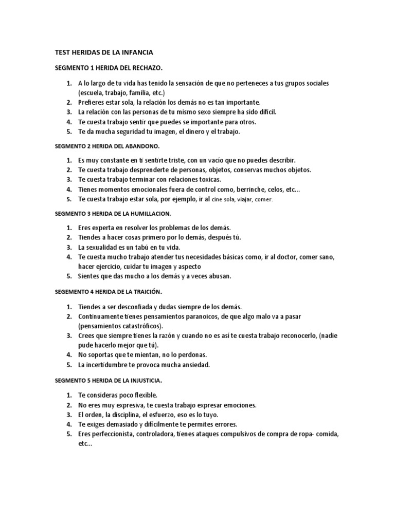 Test Heridas De La Infancia Pdf
