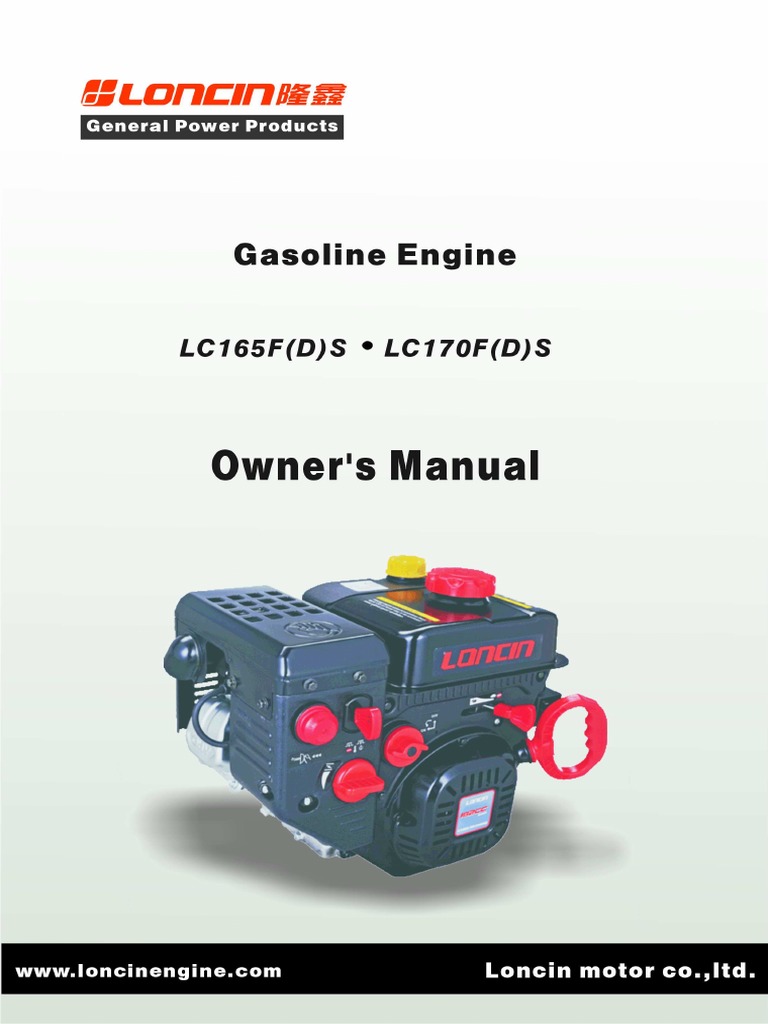 LC165F (D) S+、LC170F (D) S+Owner's+Manual Motor Loncin Bailarina Weber | PDF | Carburetor | Gasoline
