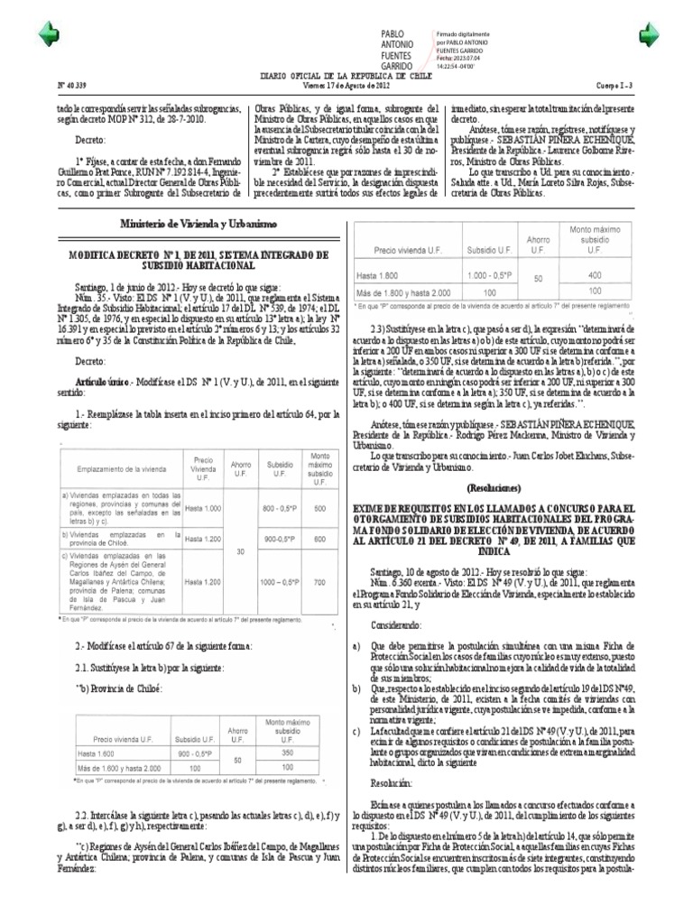 DS01 Tabla Espacios y Usos | Descargar gratis PDF | Chile | Gobierno