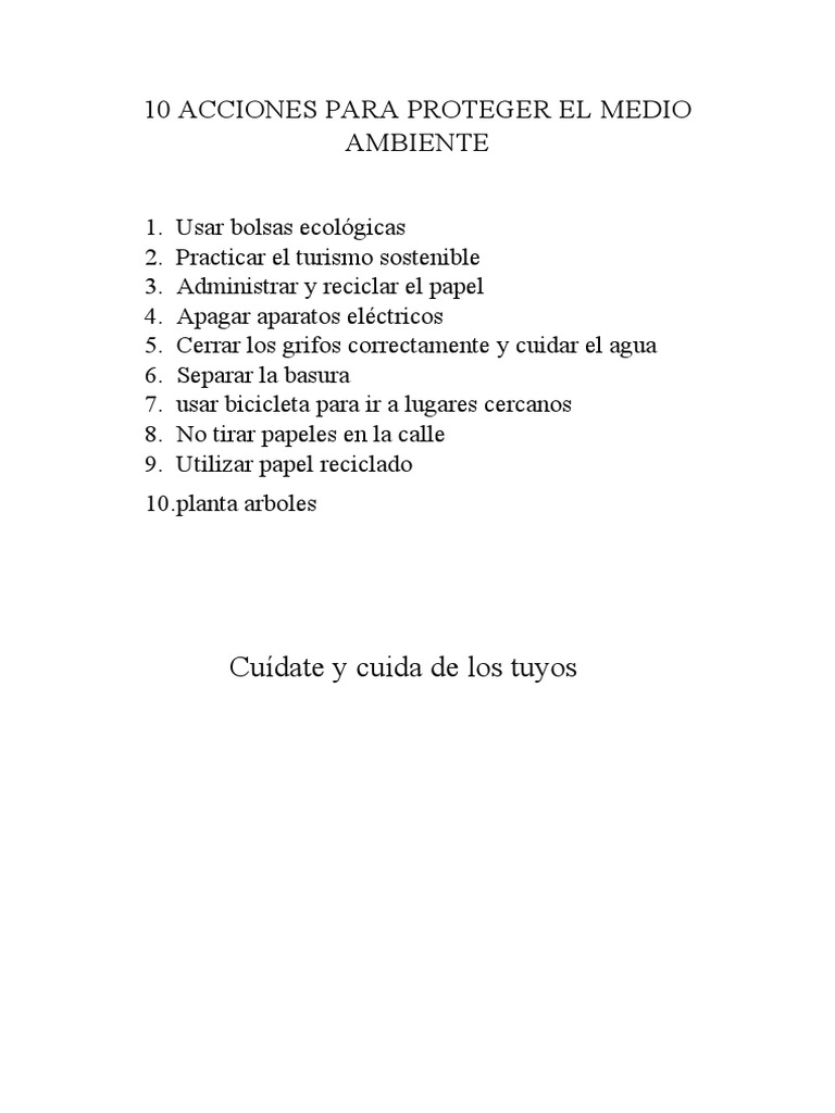 10 Acciones para Proteger El Medio Ambiente | PDF