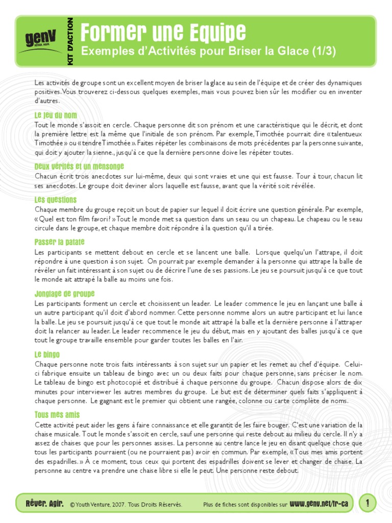 Activités Brise-Glace pour Équipes | PDF