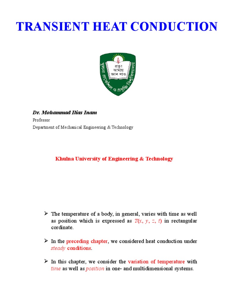 Transient Heat Conduction Pdf Thermal Conduction Heat Transfer