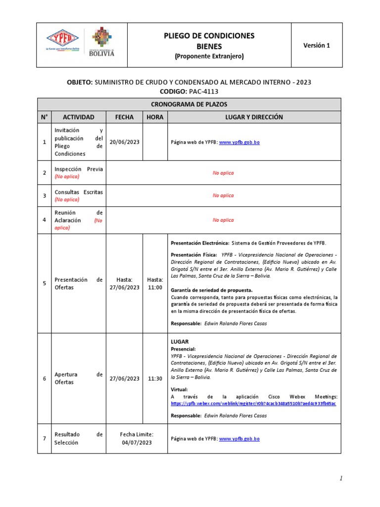 Suministro de Crudo y Condensado 2023 | PDF | Bolivia | Traducciones