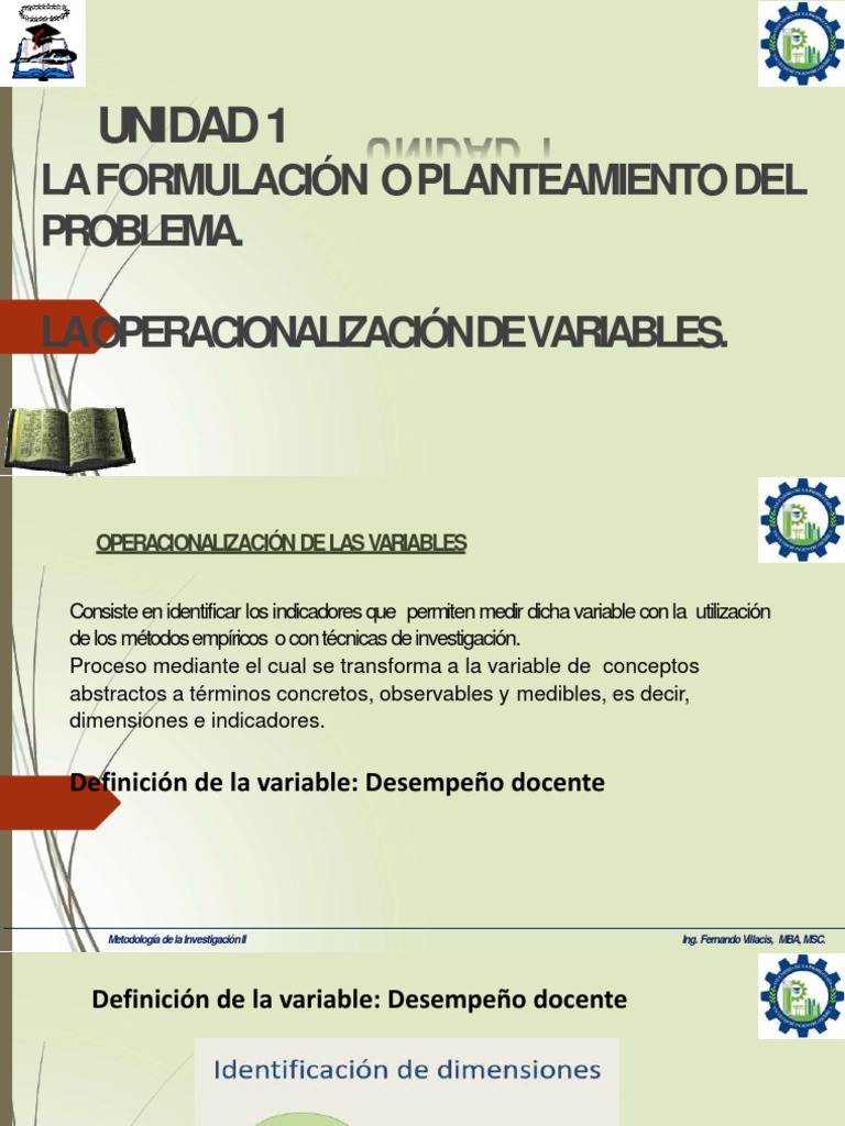 U1. Clase 6. - Operacionalización de Variables | PDF | Salón de clases ...