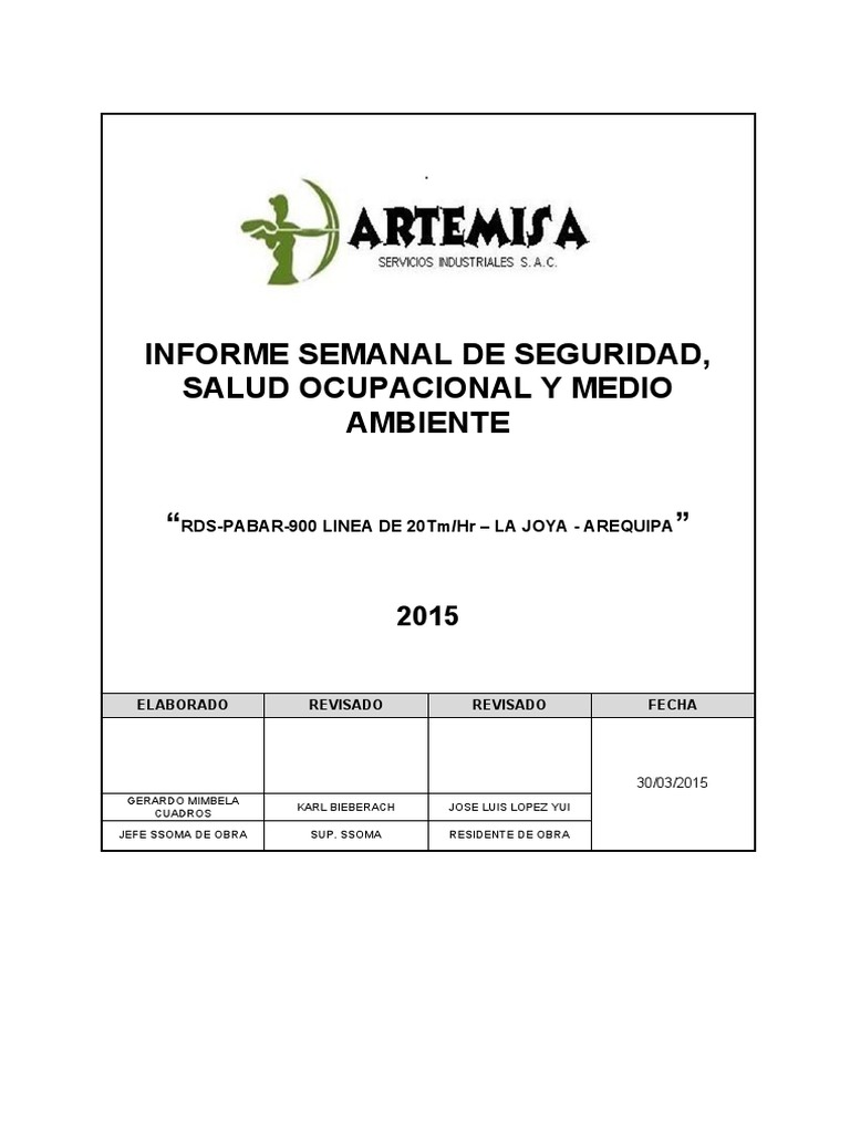 Informe semanal-SSOMA | PDF Informe semanal-SSOMA | PDF