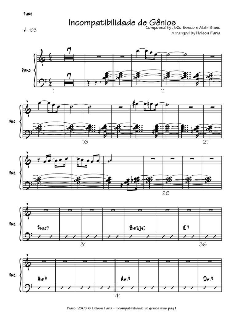 Incompatibilidade de Genios - Piano | PDF