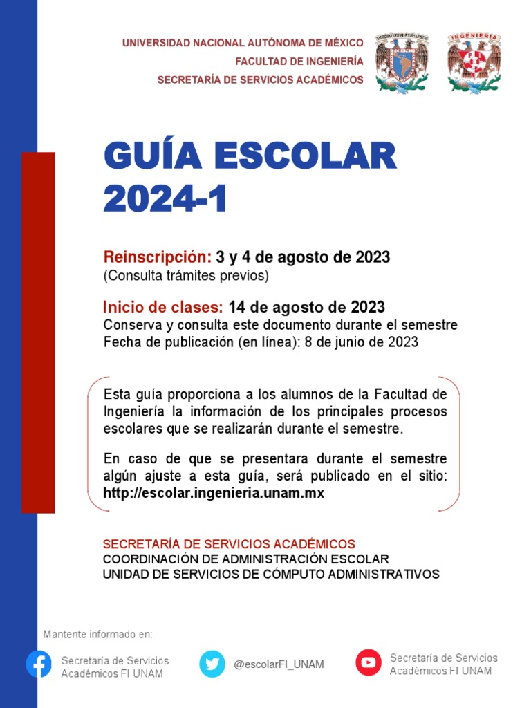 Guía Escolar FI UNAM 2024-1 | PDF | Contraseña | Cuestionario