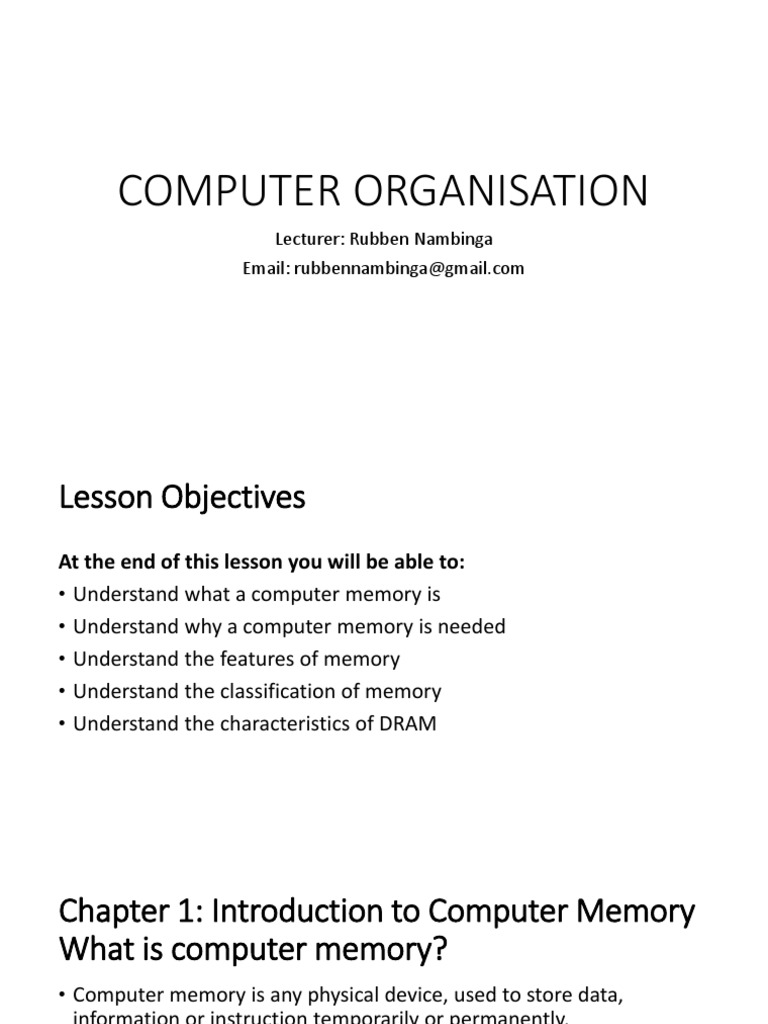 Chapter 1 Computer Memory | PDF | Computer Data Storage | Random Access ...