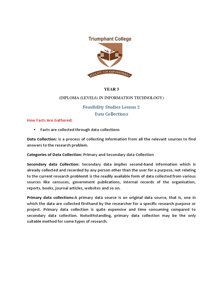 Lesson 2 Data Collection Download Free Pdf Survey Methodology Data