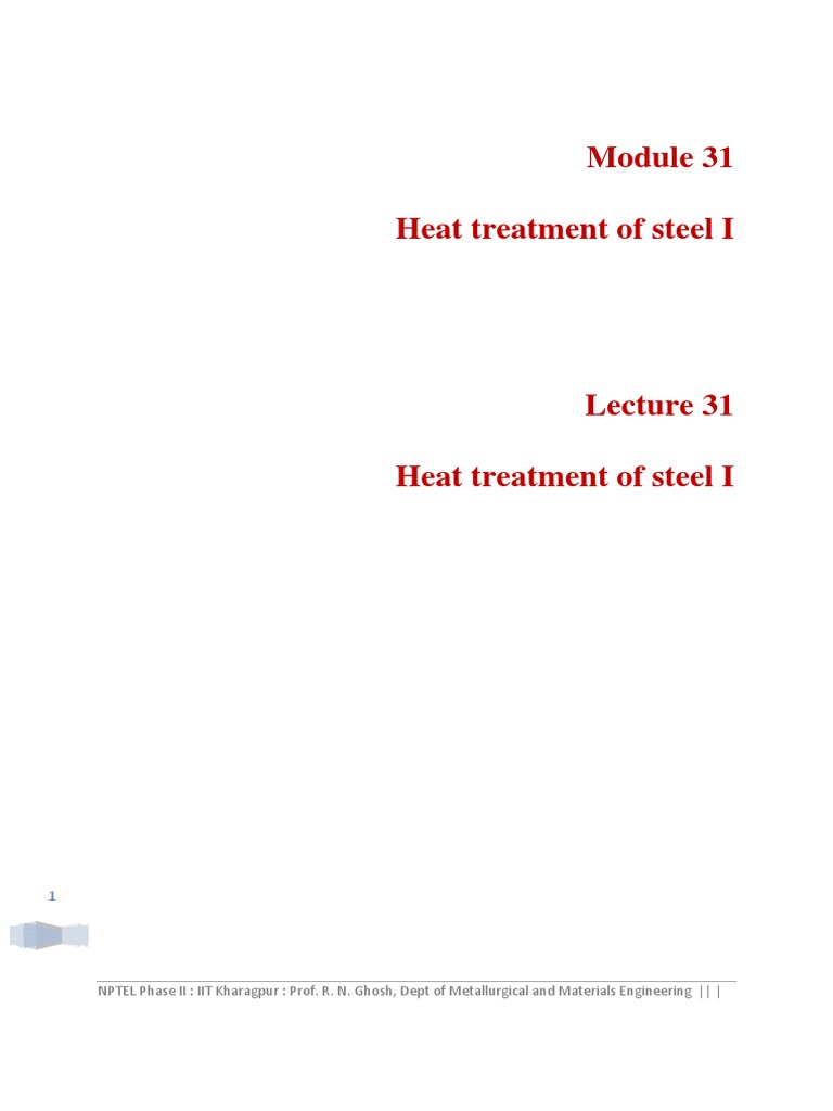 Heat Treatment Lecture 1 | PDF | Heat Treating | Steel