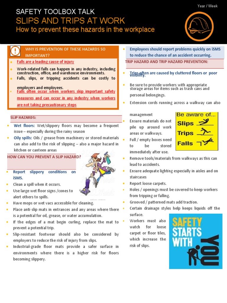 Slips, Trips, and Falls Prevention Guide | PDF | Occupational Safety ...