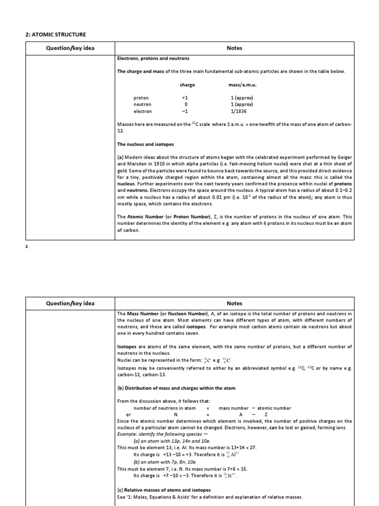 Atomic Structure and Isotopes | PDF | Atoms | Atomic Nucleus