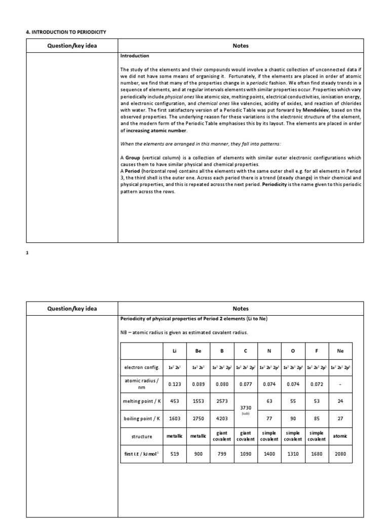 Understanding Element Periodicity Trends | PDF | Periodic Table | Ionic ...