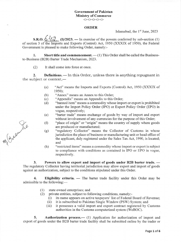 SRO 642 Dated 1st June, 2023 - 230601 - 202459 | PDF | Customs | Petroleum