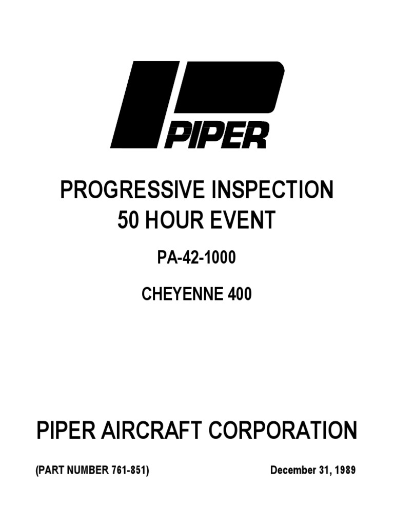 Piper PA-42-1000 50 Hour Inspection Guide | PDF | Federal Aviation ...