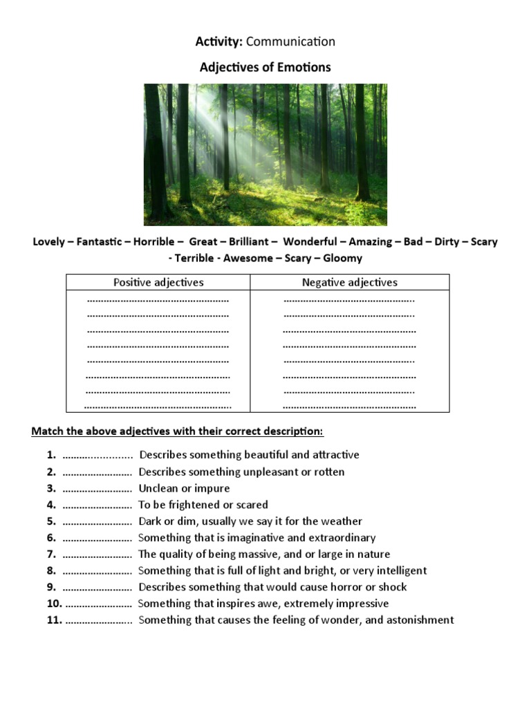 Positive Adjectives For Describing Nature | PDF