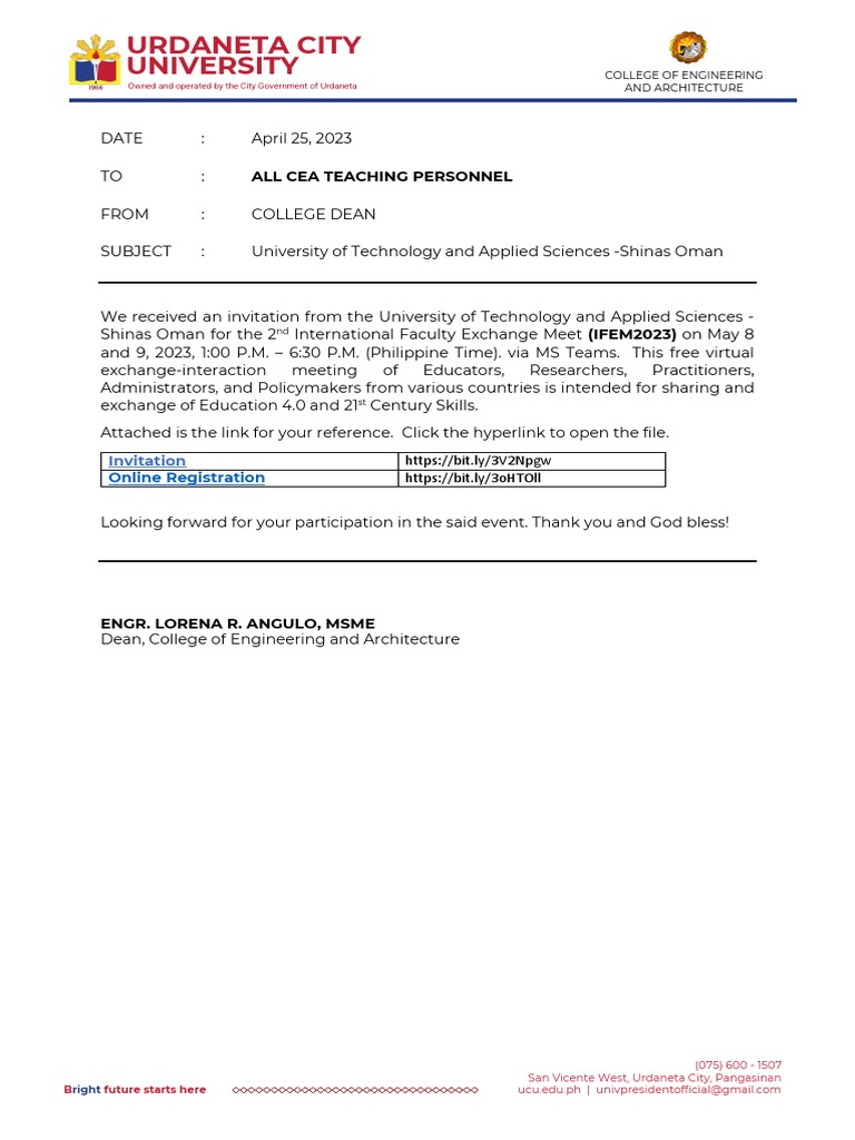 Memo 9 Faculty - UTAS Shinas | PDF