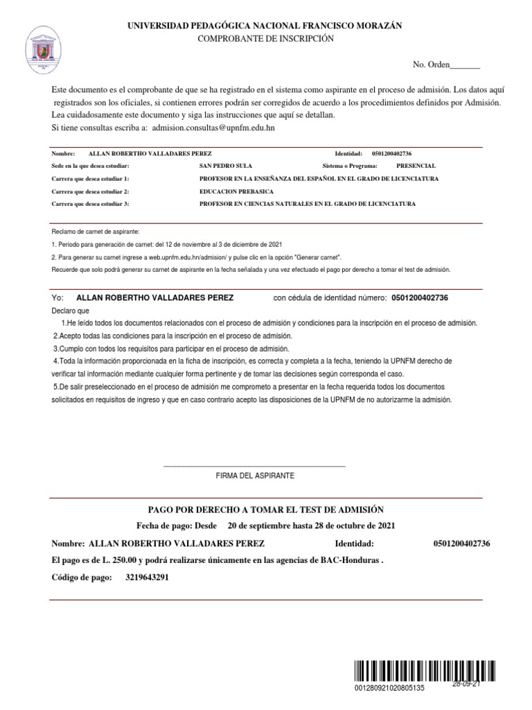 Comprobante UPN | PDF