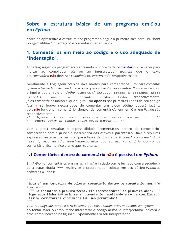 Estrutura Básica de Um Programa em C | PDF | Python (linguagem de ...