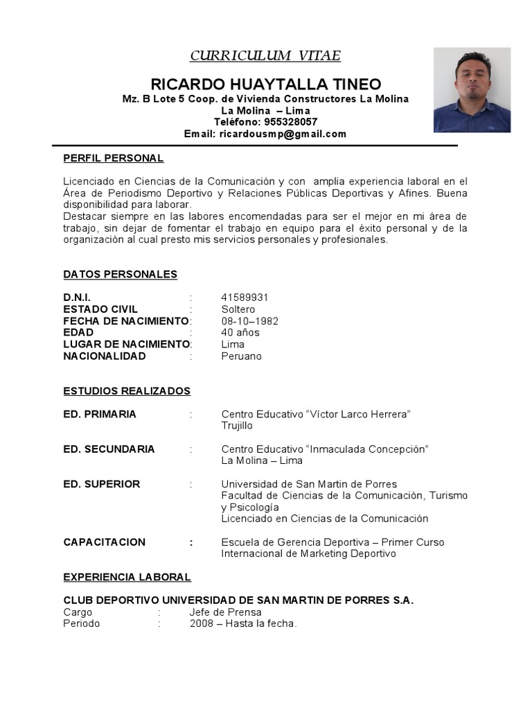 Curriculum Vitae - Ricardo 2023 | PDF