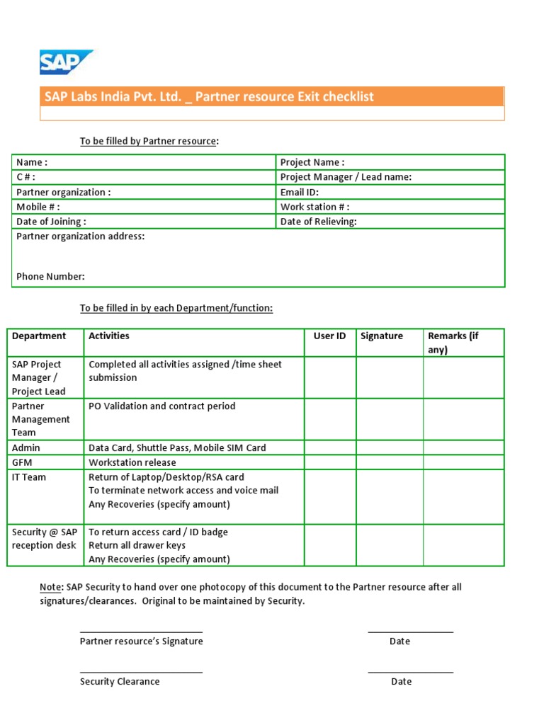 Project & TPC Exit Form | PDF