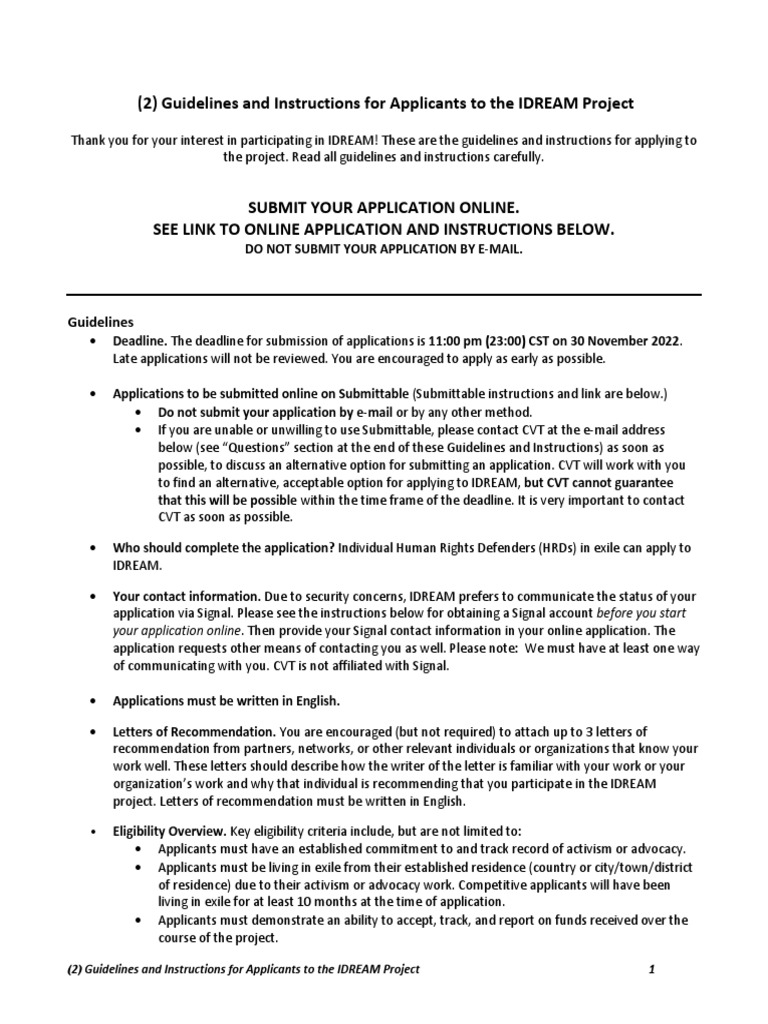 1022 Guidelines Instructions For Applicants Final | PDF | Encryption | Information