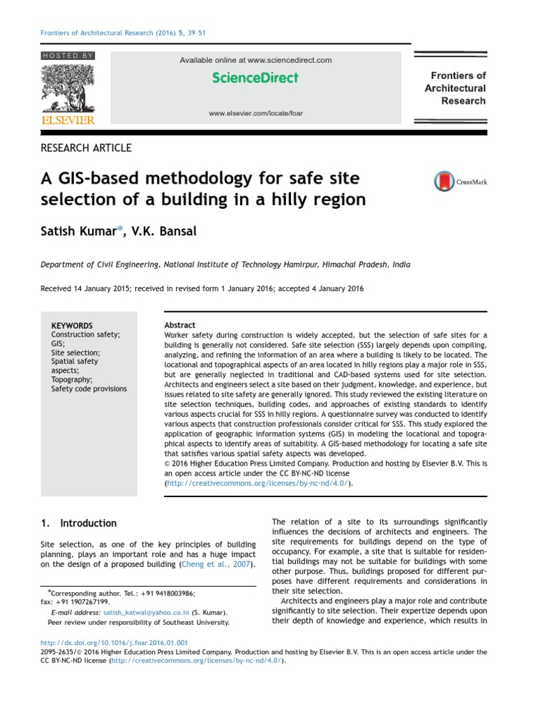 A-GIS-based-methodology-for-safe-site-selection-of Building in A Hilly Region | PDF | Geographic ...
