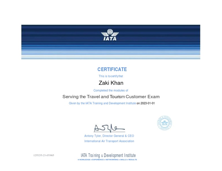 Iata-Certification Zaki Khan | PDF