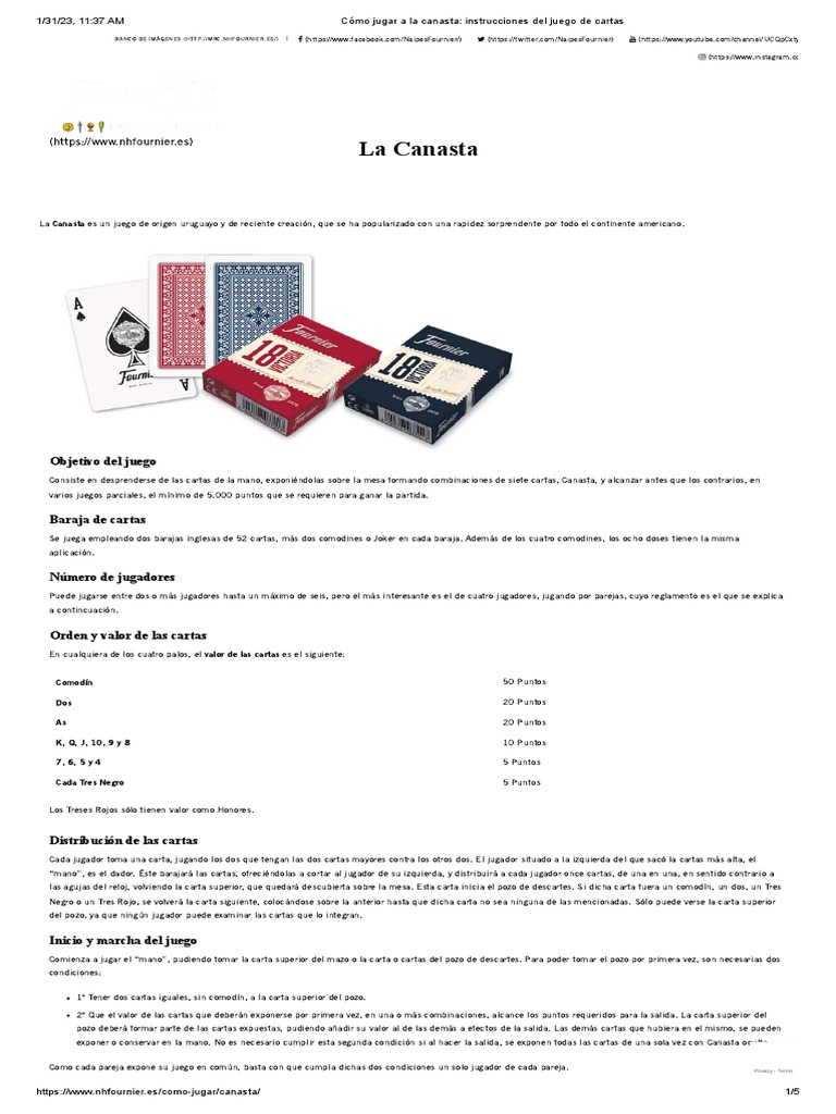Cómo Jugar A La Canasta - Instrucciones Del Juego de Cartas | PDF | Efímera | Juegos de cartas ...