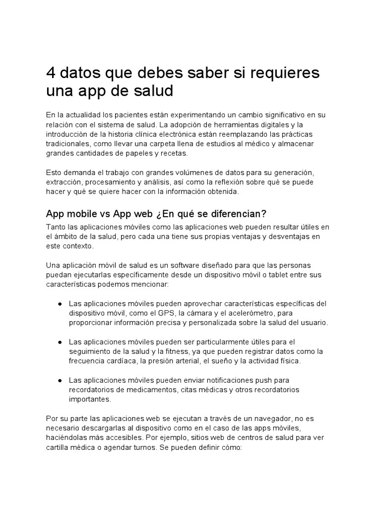 4 Datos Que Debes Saber Si Requieres Una App de Salud | PDF ... 4 Datos Que Debes Saber Si Requieres Una App de Salud | PDF ...