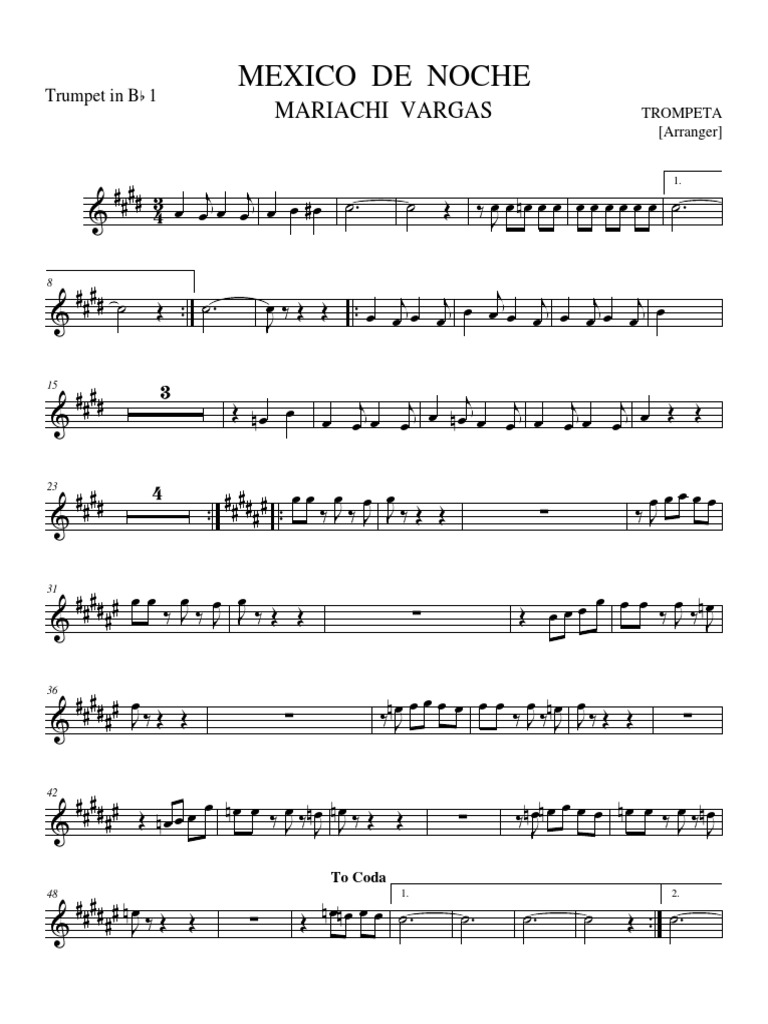 Mexico de Noche - Trompetas - Mariachi Vargas de Tecalitlan | PDF ...