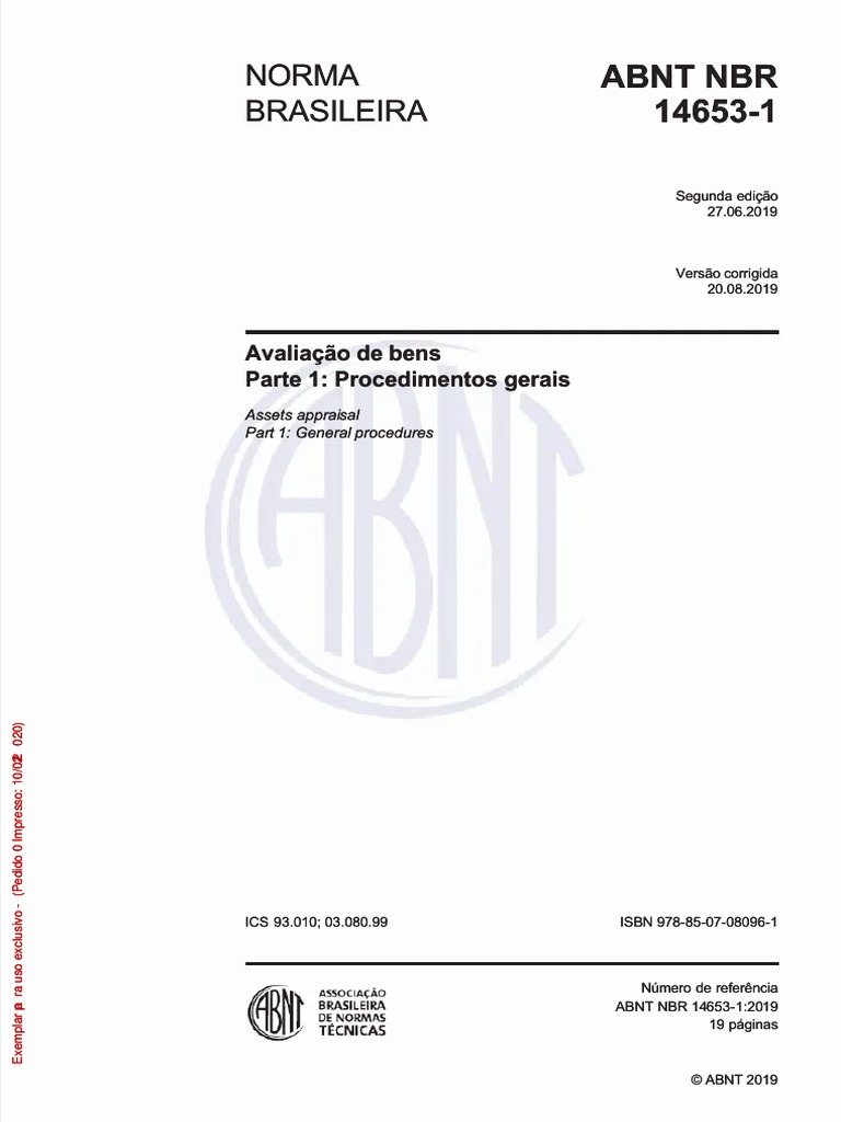 Abnt NBR 14653 1 2019 Versao Corrigida 2019 | PDF