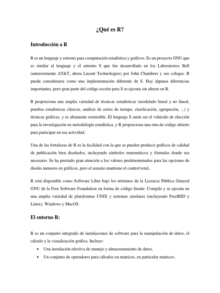 Qué Es R | PDF | Ñu | Lenguaje de programación