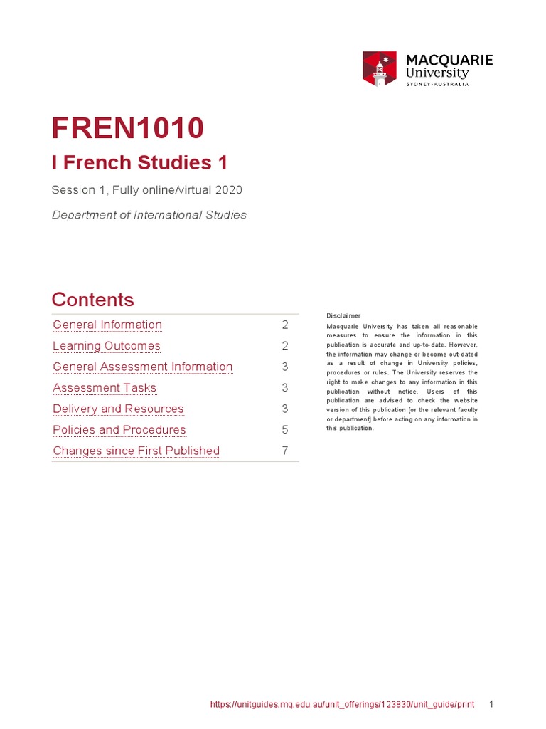 FREN1010: Intro to French Language Online | PDF | Information | Libraries