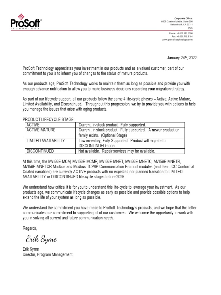 LifeCycle Letter MVI56E-MCM & MNET All - 20220124 | PDF | Business ...