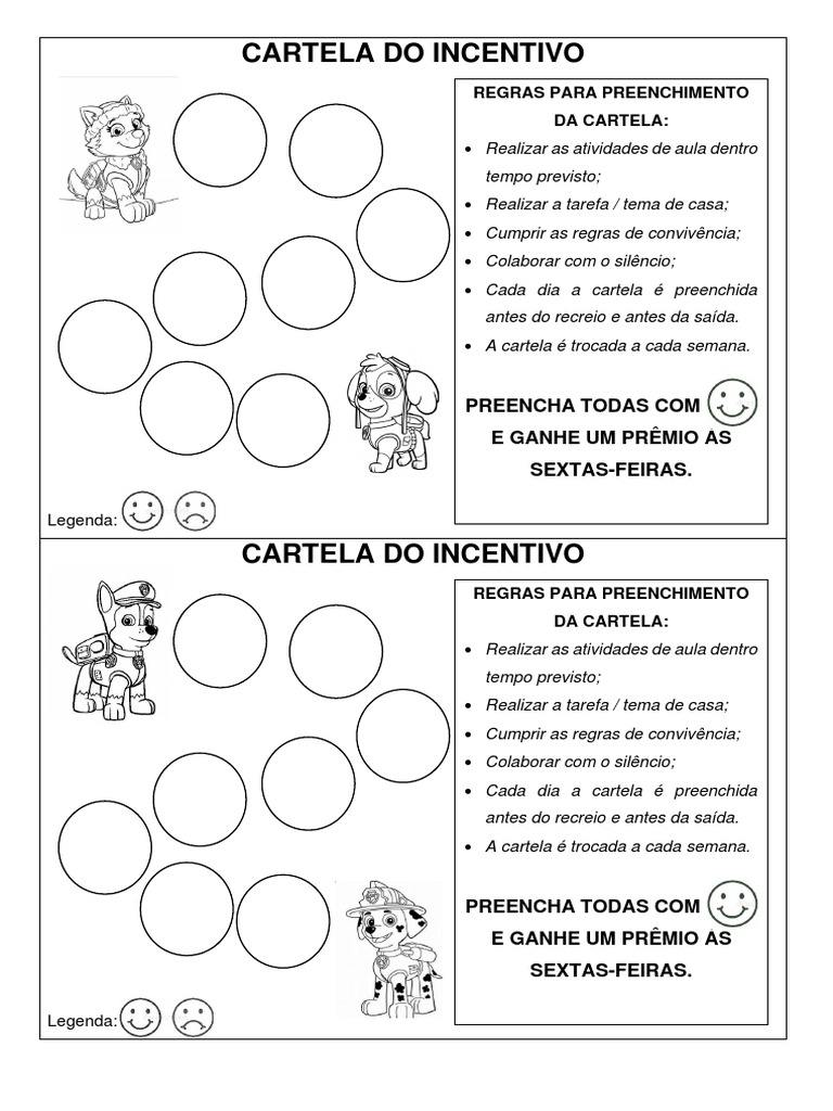Cartela de Incentivo para Alunos | PDF
