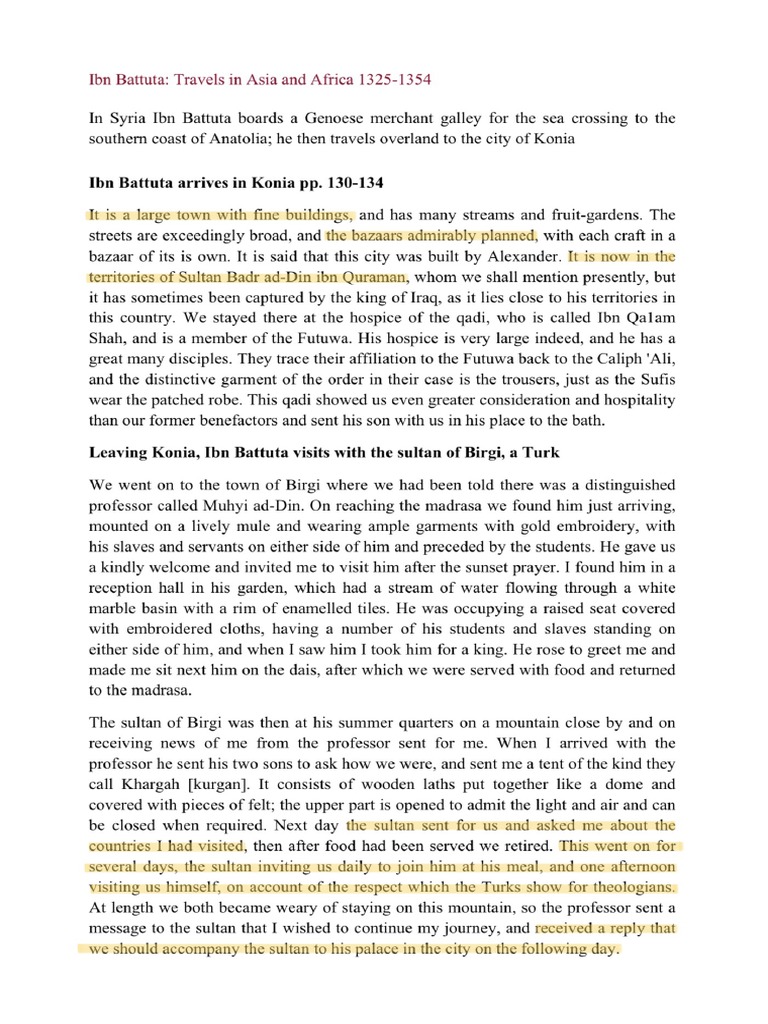 Ibn Battuta Book of Travel | PDF