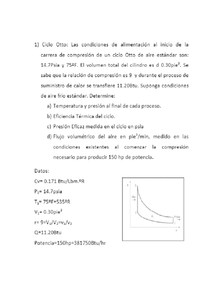 Ejercicios Resueltos de Ciclo Otto y Ciclo Diesel | PDF