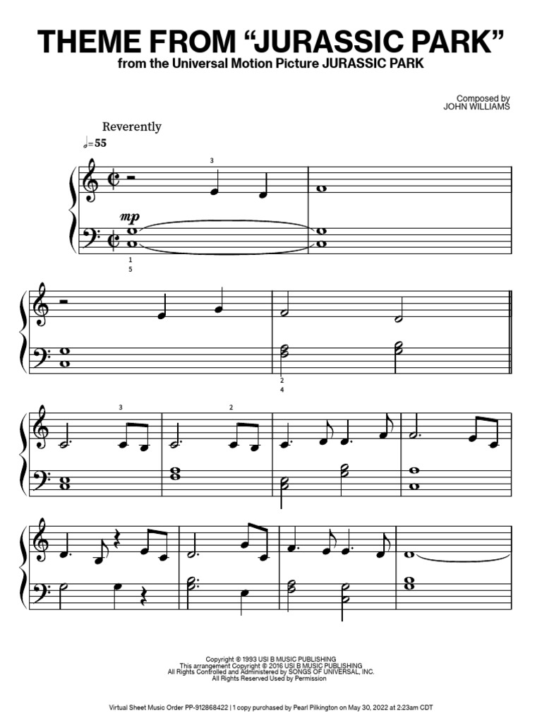 Theme From "Jurassic Park" | PDF